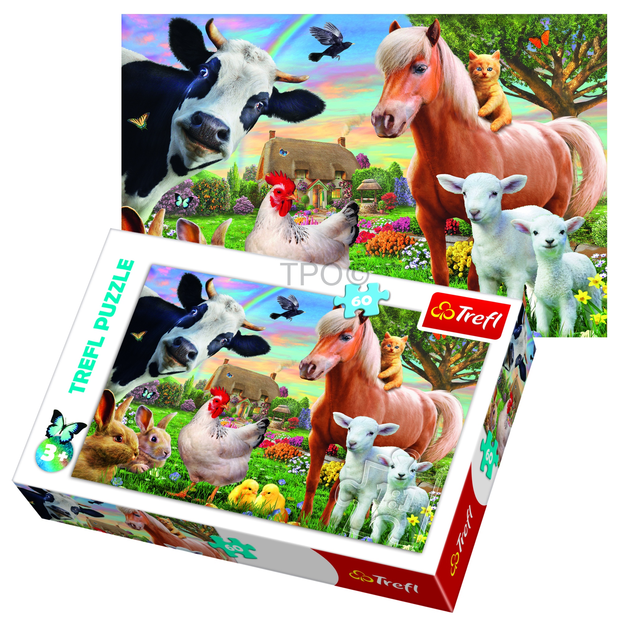 Trefl 60 Piece Kids Large Cheerful Farm Animals Cow Sheep Chicken ...
